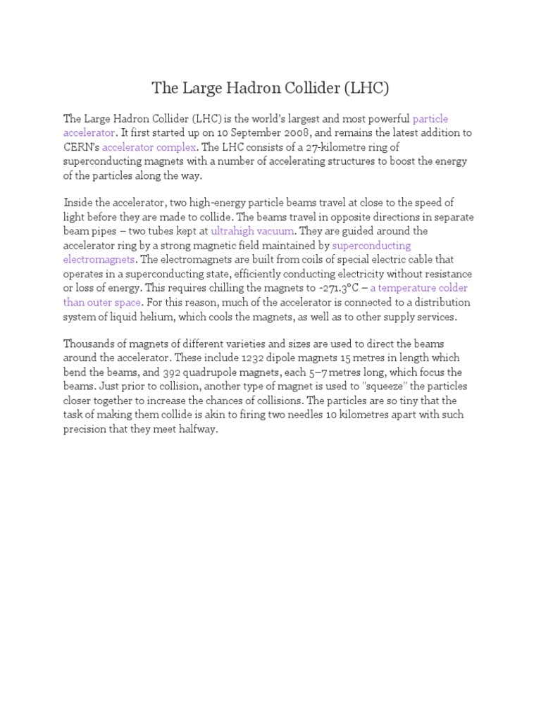 Large Hadron Collider Overview | PDF | Computers