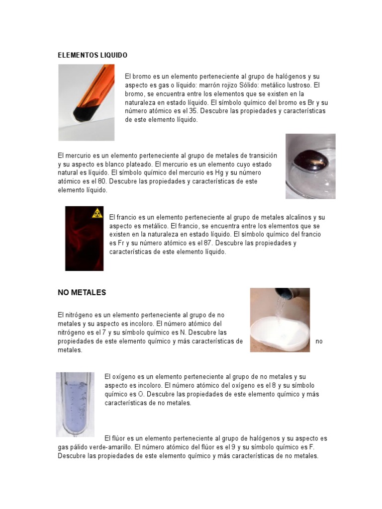 Elementos Liquido | PDF | Elementos químicos | Tabla periódica