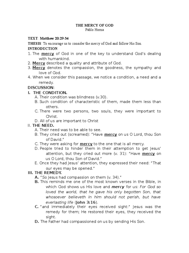 The Mercy of God - Invitation (Sermon) | Mercy | Jesus