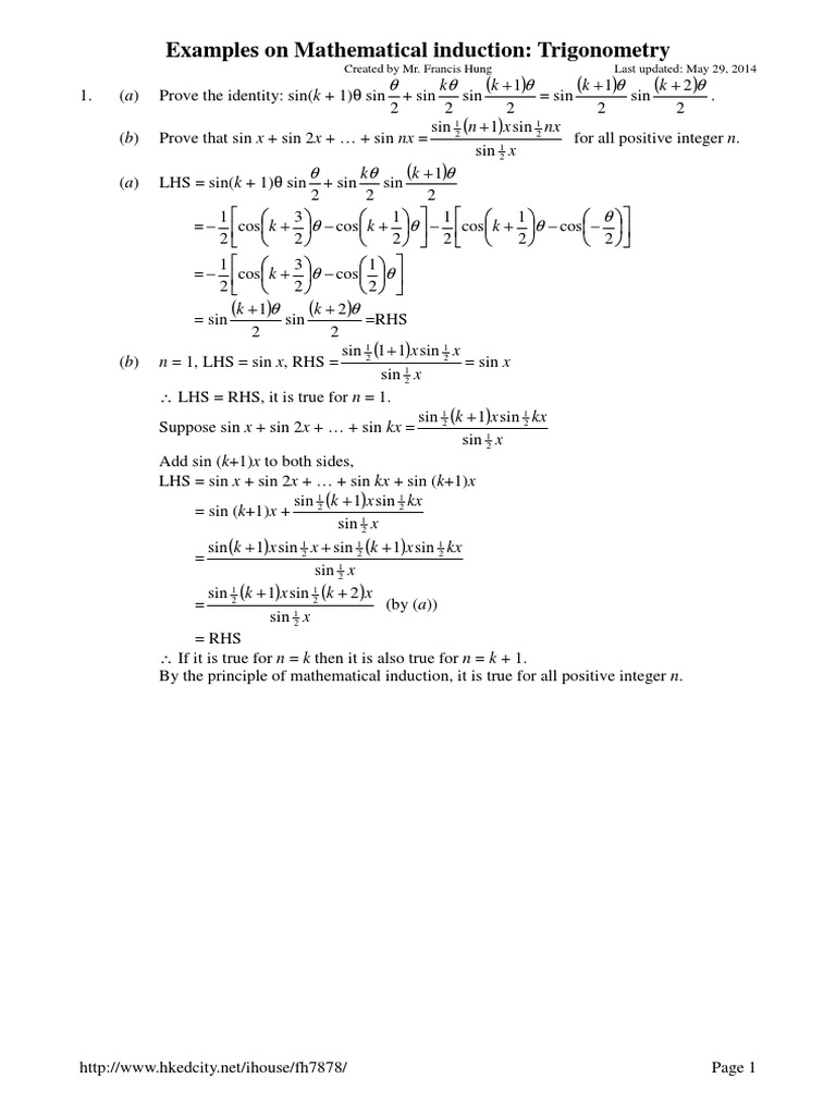 Trigonometric Induction | PDF | Sine | Trigonometric Functions