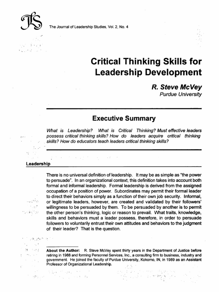 Critical Thinking Skills For Leadership Development | PDF | Critical ...