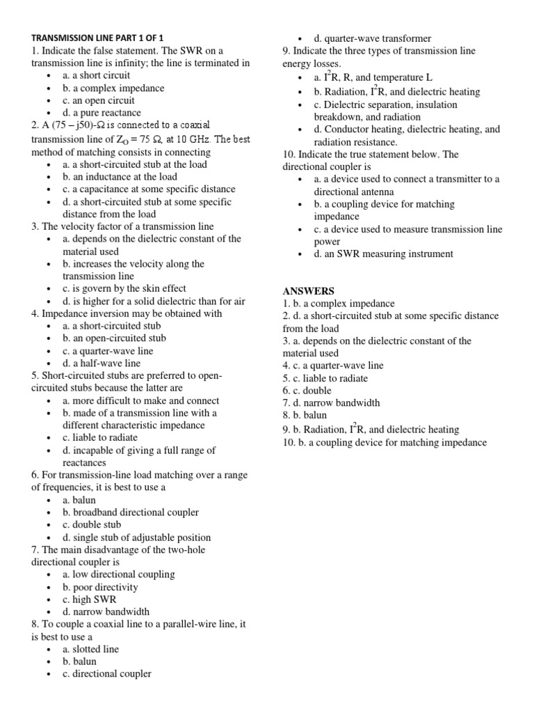 Transmission Line Part 1 of 1 | PDF | Transmission Line | Manufactured ...