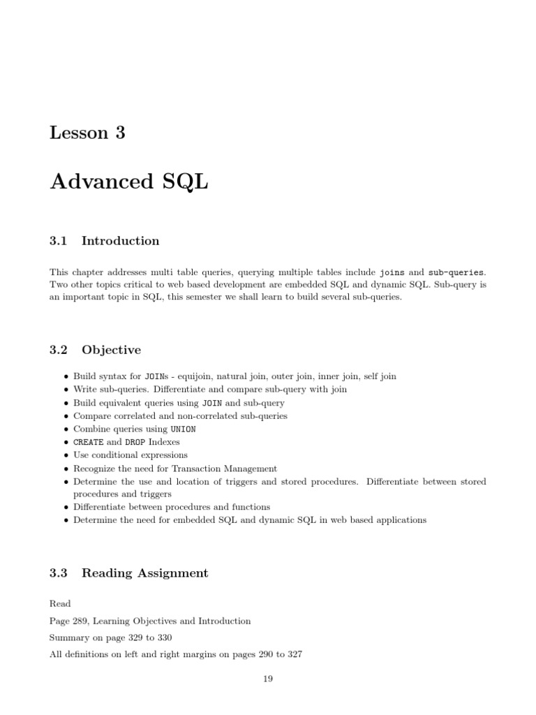 Lesson03 AdvSQL | PDF | Sql | Table (Database)