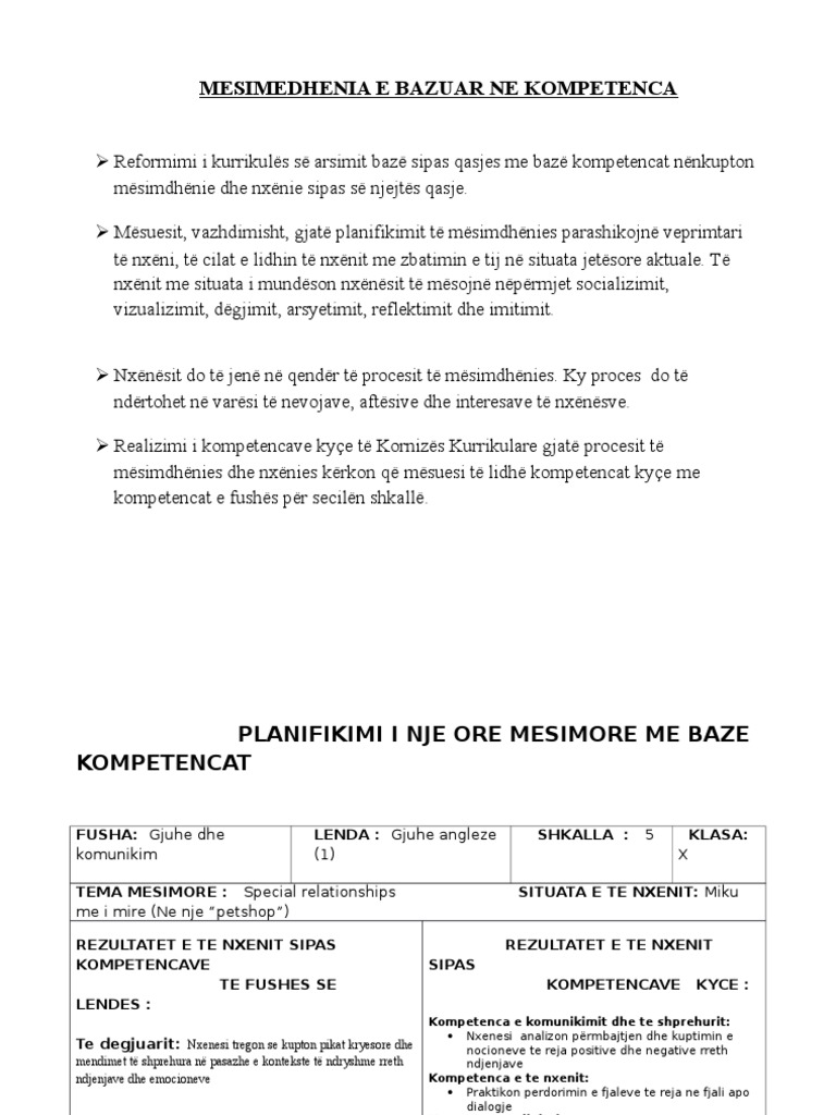 Plan Ditar Shembull | PDF