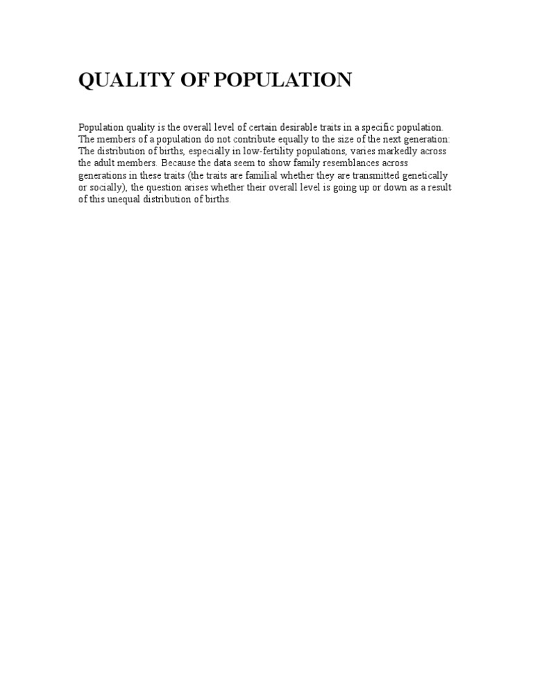 Understanding Population Quality Factors | PDF