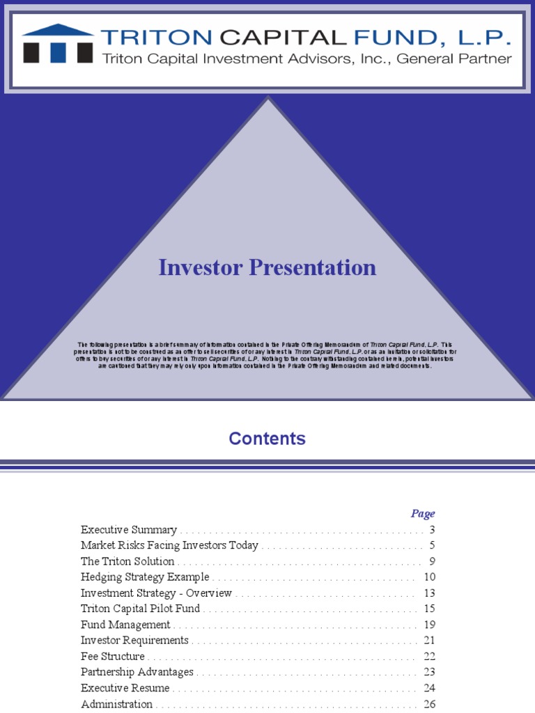Triton Presentation 1 | PDF | Short (Finance) | Investor