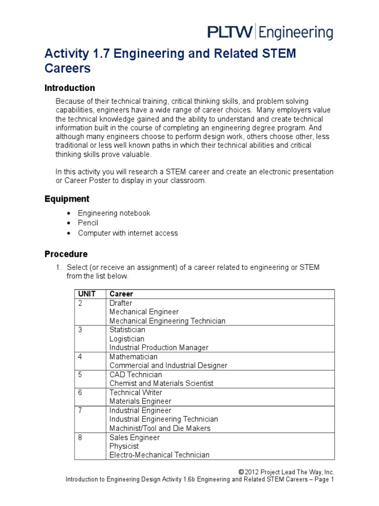 1 7 Engineering Stem Careers | PDF | Engineer | Science, Technology ...