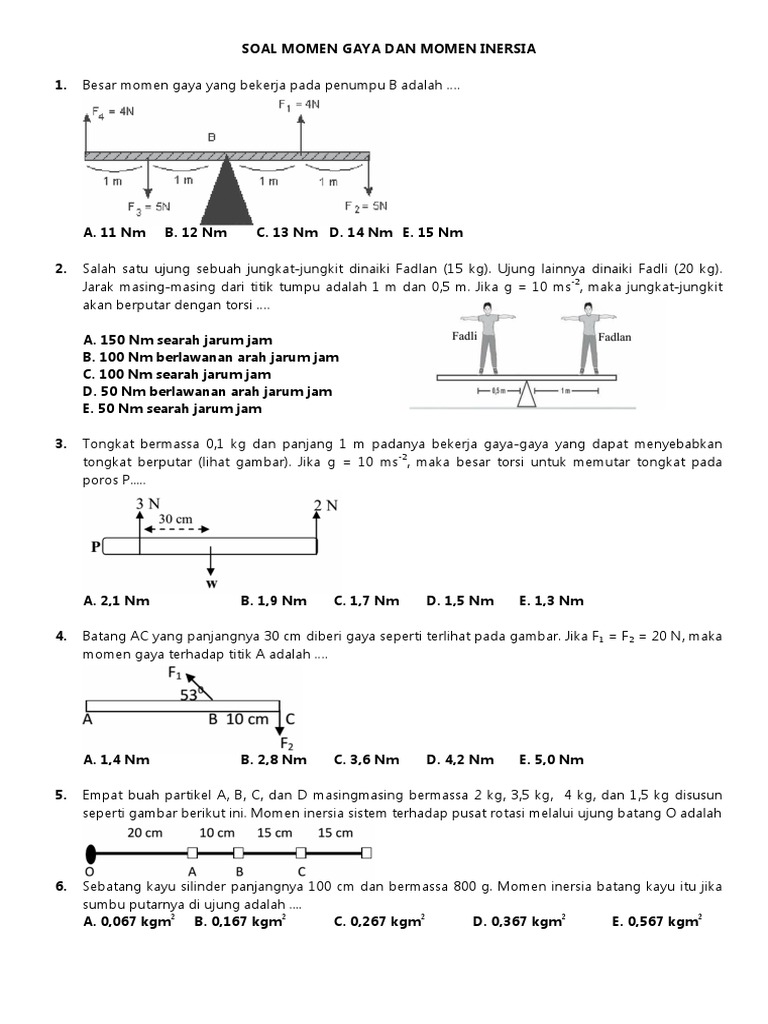 Soal Momen Gaya Dan Momen Inersia | PDF