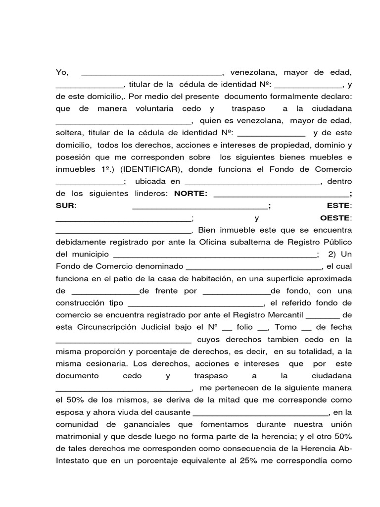 Cesion de Derechos Sucesorales | PDF | Herencia | Propiedad