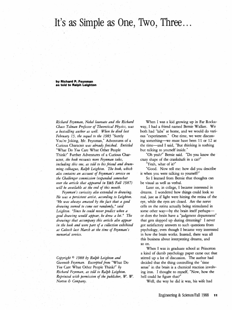 Feynman' Thinking | PDF | Richard Feynman | Fever