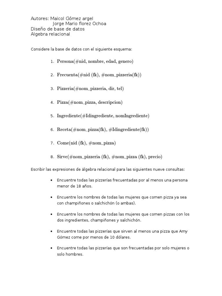 Actividad Alg Relacional | PDF