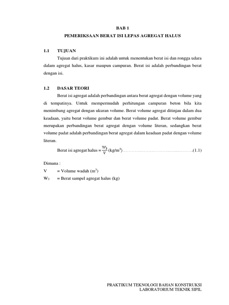 Laporan Teknologi Bahan Konstruksi | PDF