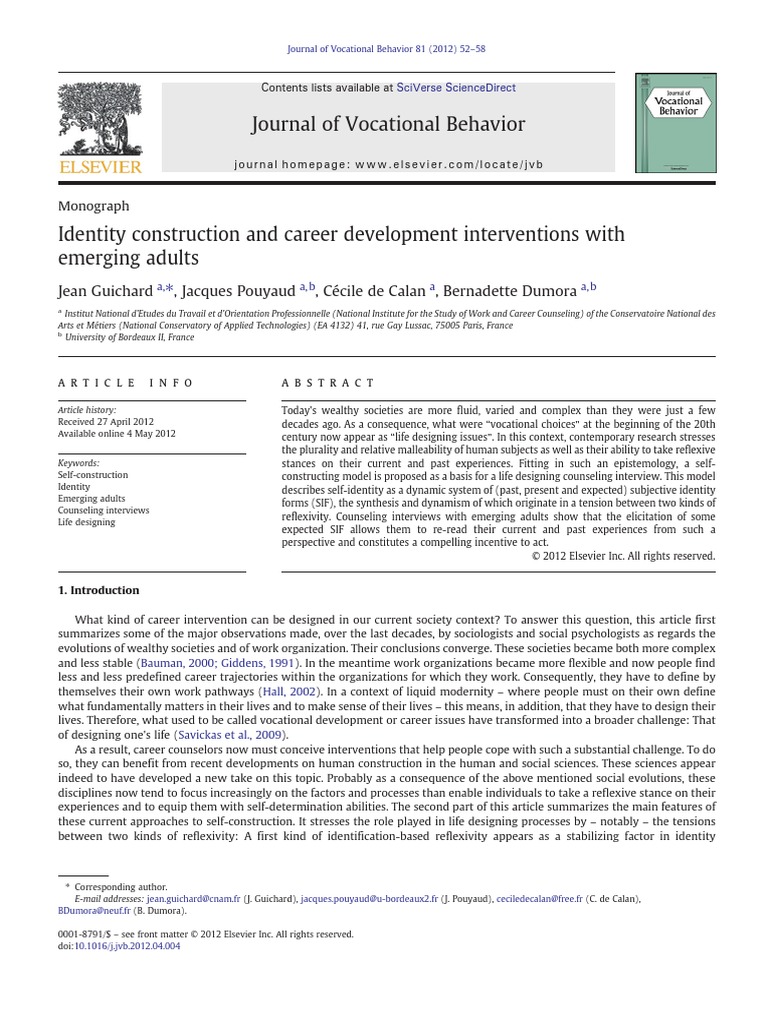 Identity Construction and Career Development Interventions With ...