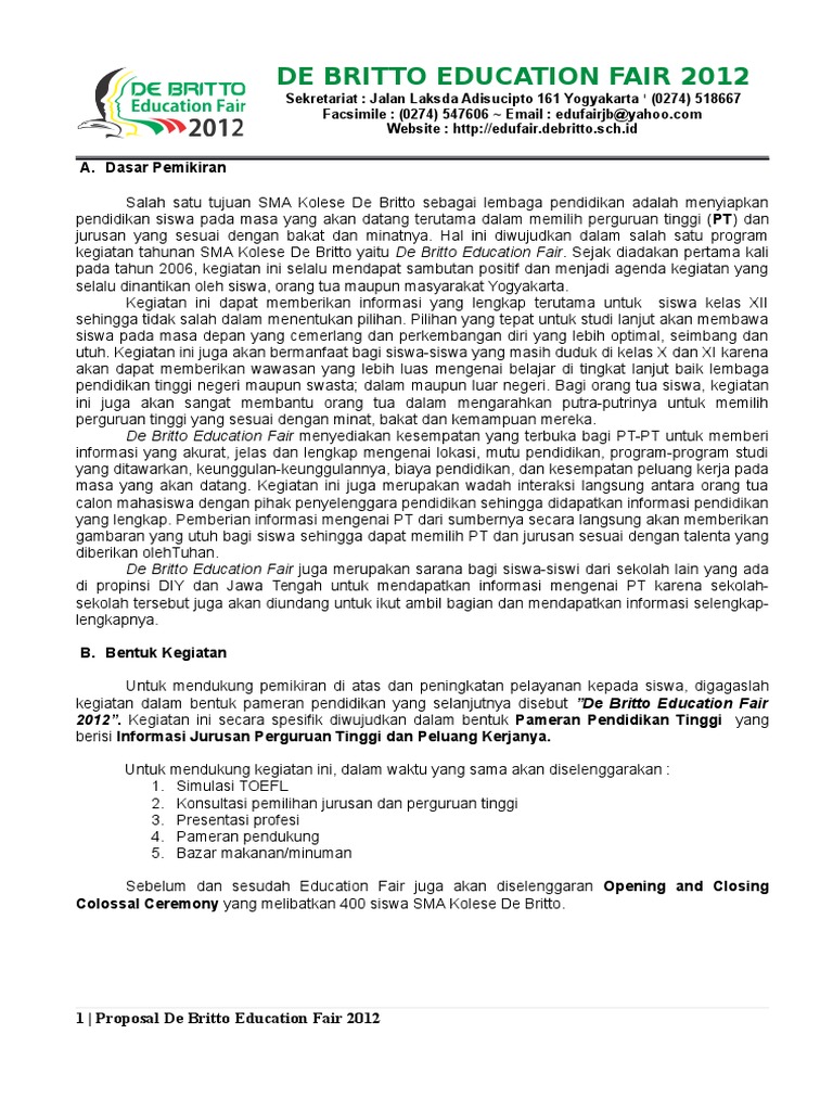 Contoh Proposal Proposal Edu Fair | PDF
