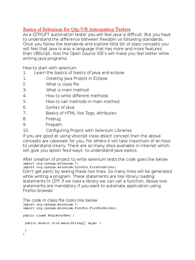 Uft | PDF | Selenium (Software) | Java (Programming Language)