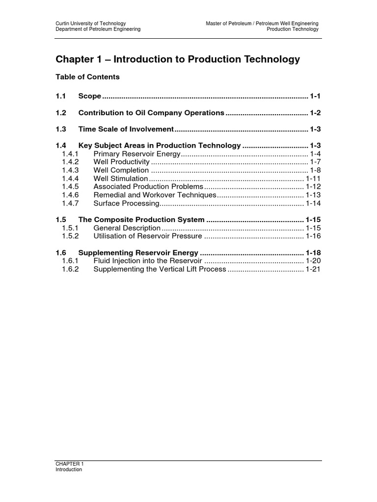 Chapter 1 - Introduction To Production Technology | PDF | Petroleum ...
