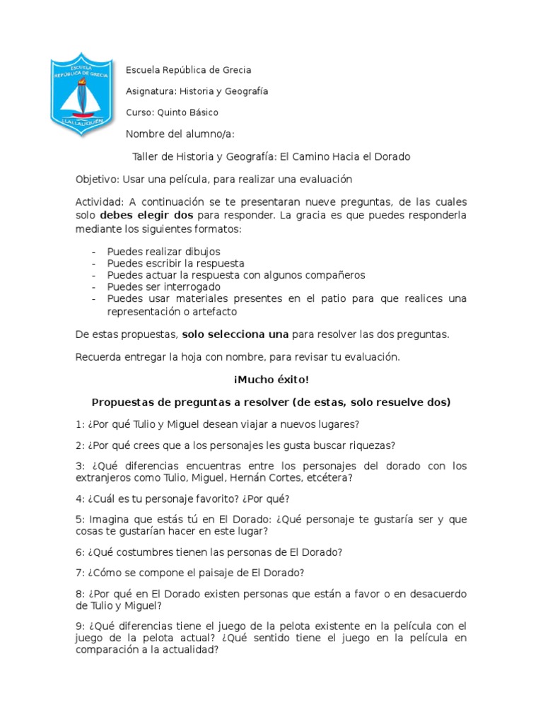 Taller El Camino Hacia El Dorado | PDF