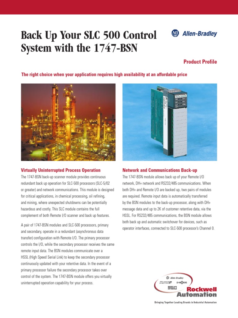 Back Up Your SLC 500 Control System With The 1747-BSN | PDF | Input ...