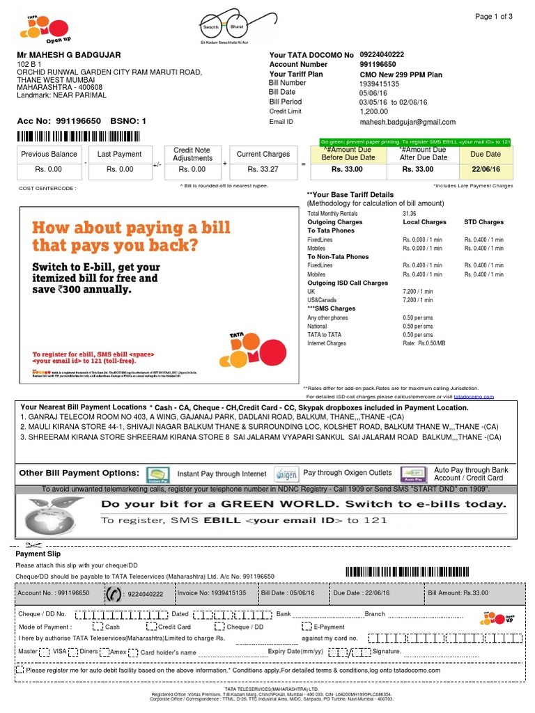Bill | PDF | Cheque | Credit Card
