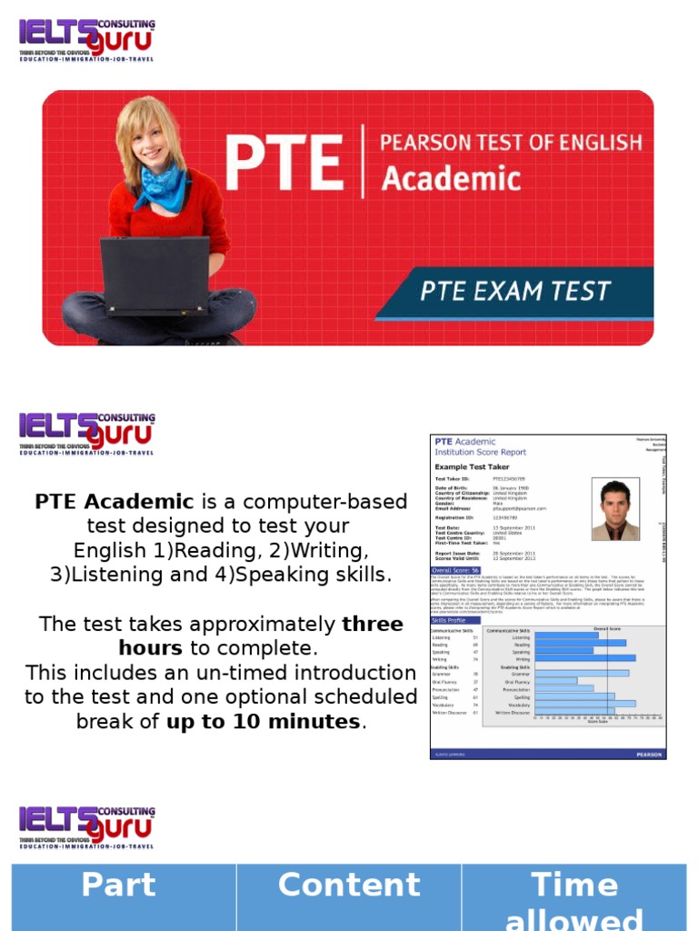 PTE Exam Introduction | PDF | Test (Assessment) | English Language