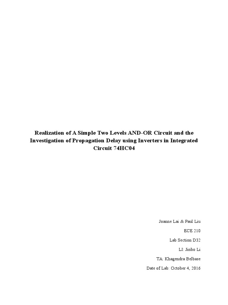 Lab Report On ECE 210 Lab1 | PDF | Electronic Circuits | Logic Gate