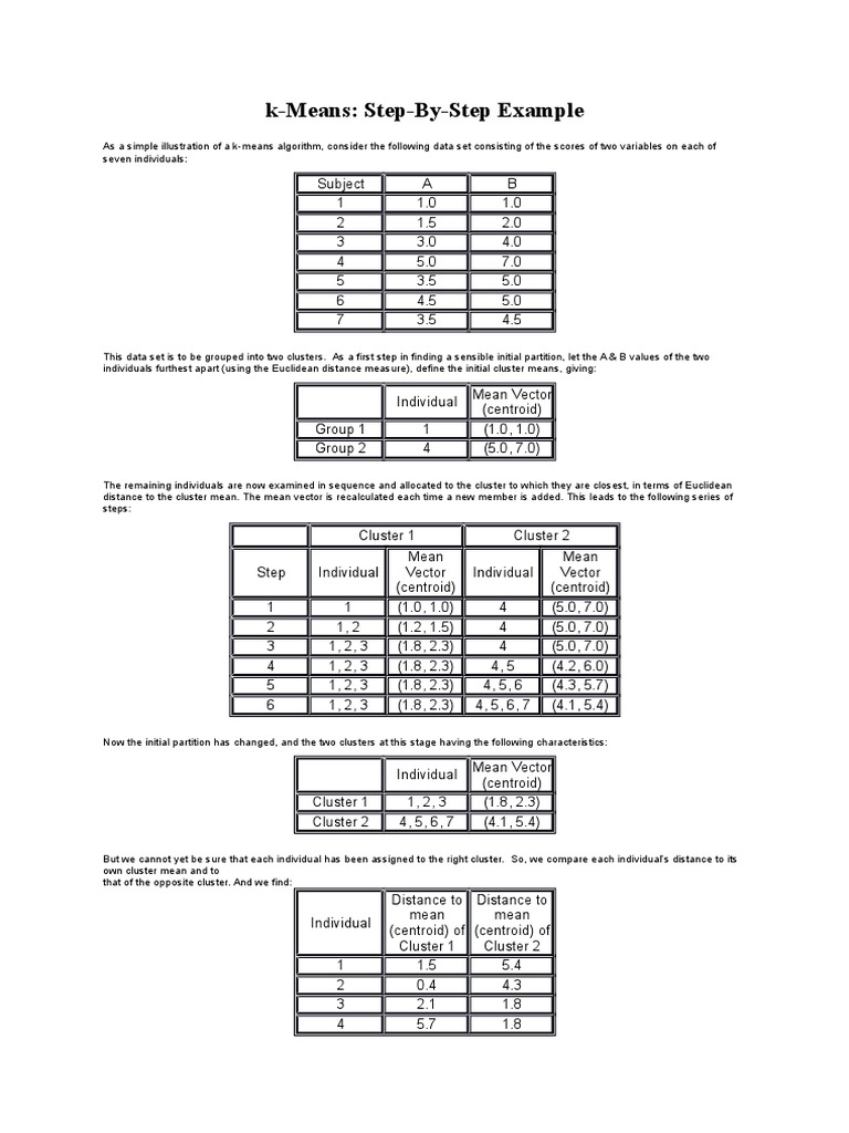 K-Means: Step-By-Step Example | PDF