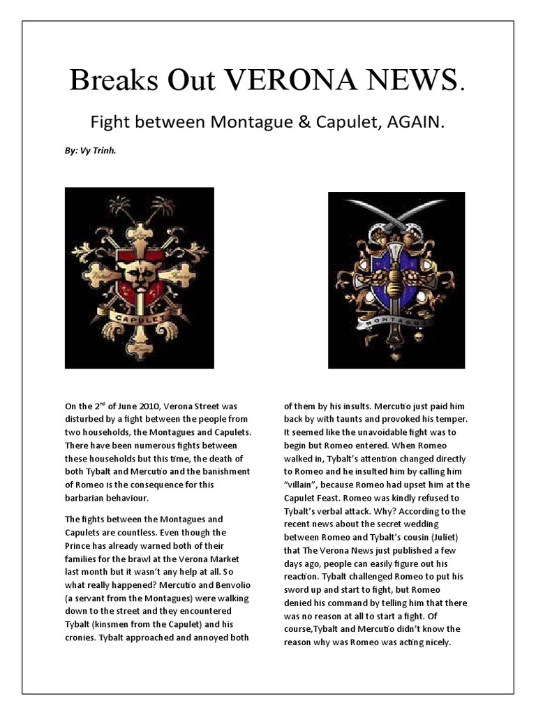 Newspaper | PDF | Characters In Romeo And Juliet | Shakespearean Tragedies