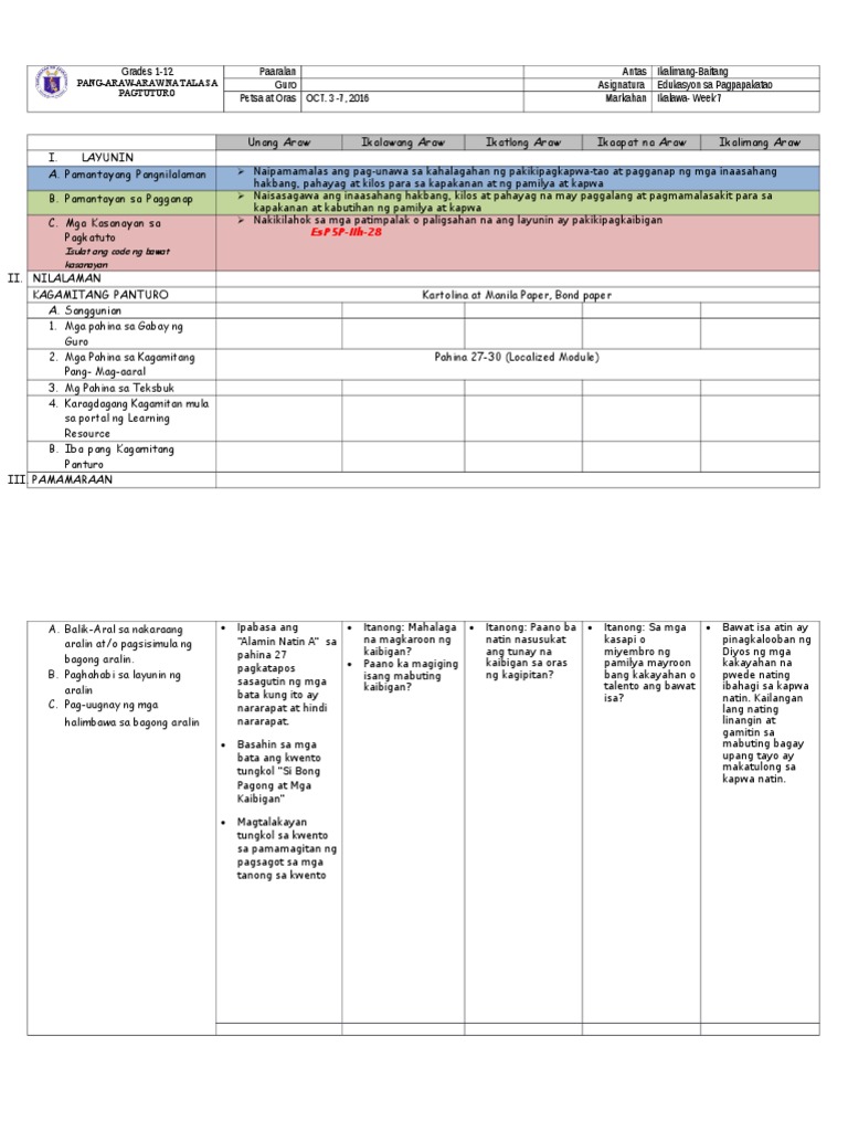 Esp Week 7 Grade 5 | PDF
