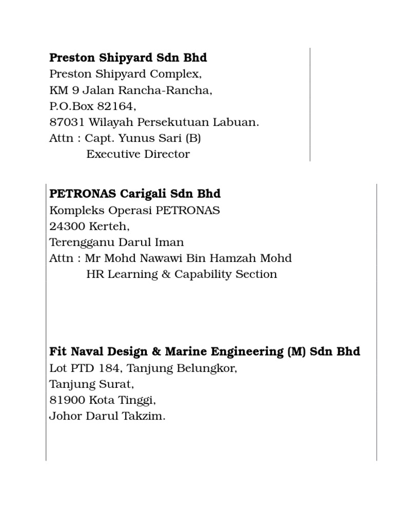 Alamat Syarikat | PDF