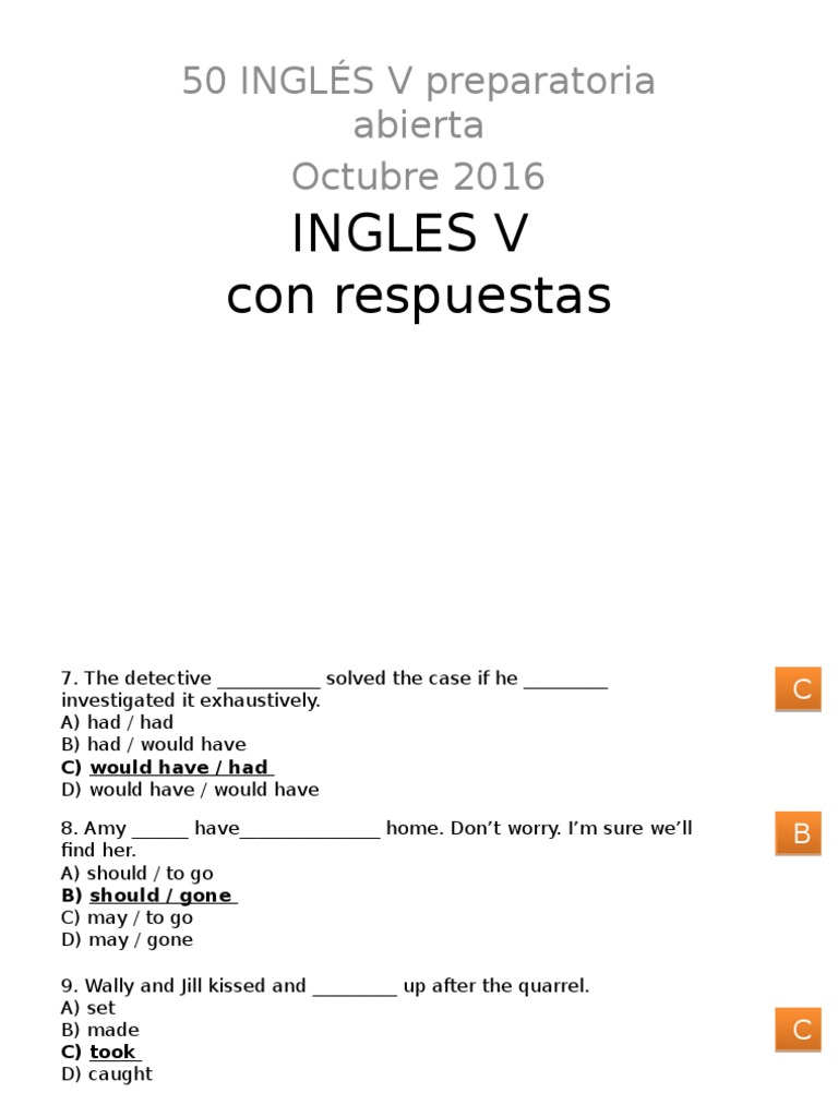 50 Inglés V - y Respuestas | PDF