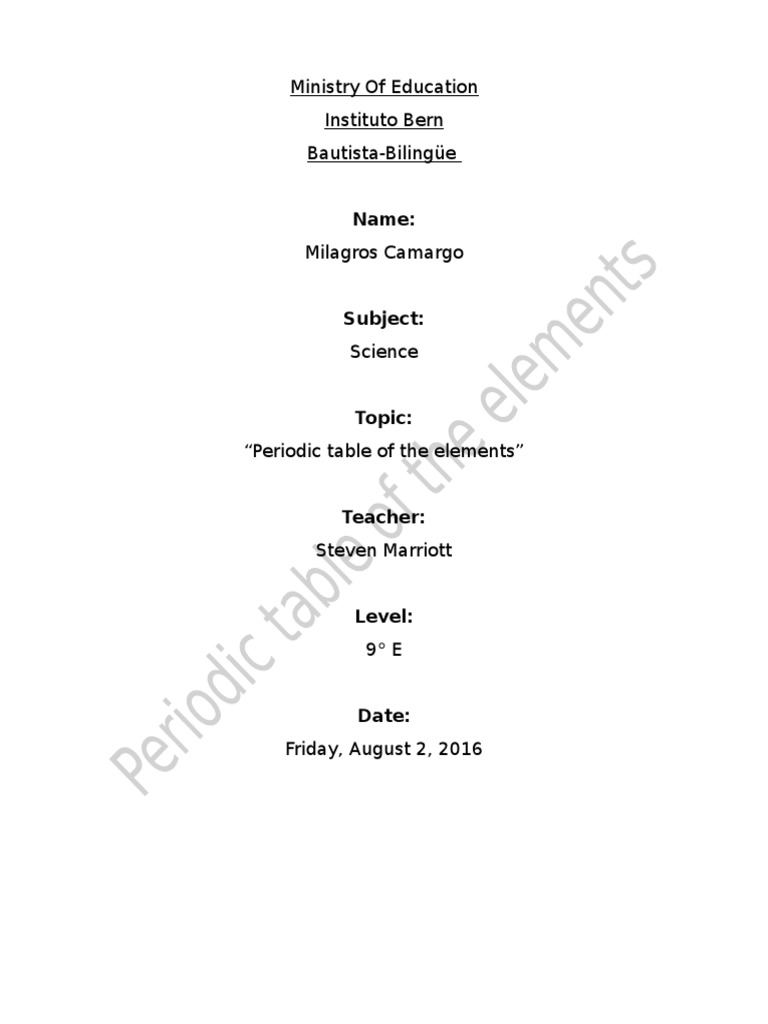 Ministry of Education Instituto Bern Bautista-Bilingüe: Name | PDF ...