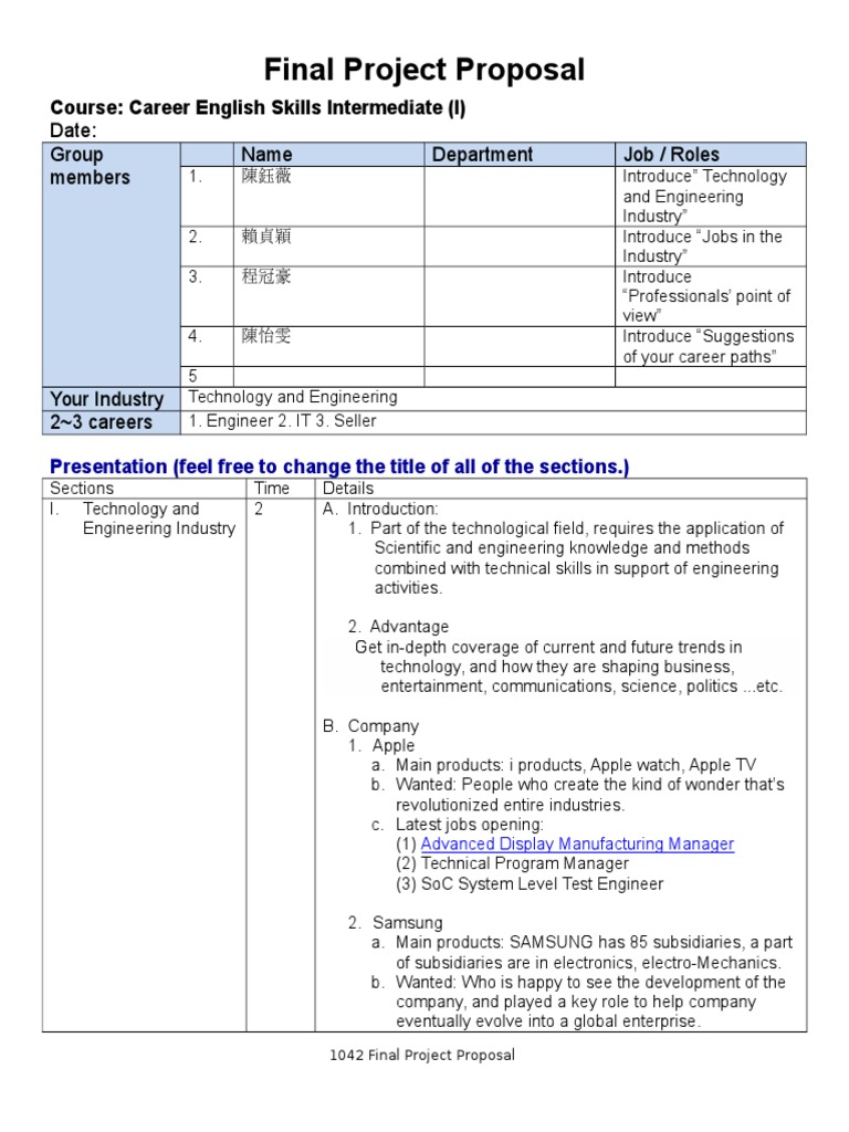 Final Project Proposal: Date: Group Members Name Department Job / Roles | PDF | Usability | User ...