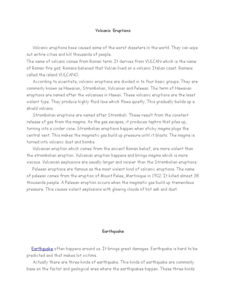 Volcanic Eruptions | PDF | Types Of Volcanic Eruptions | Volcano