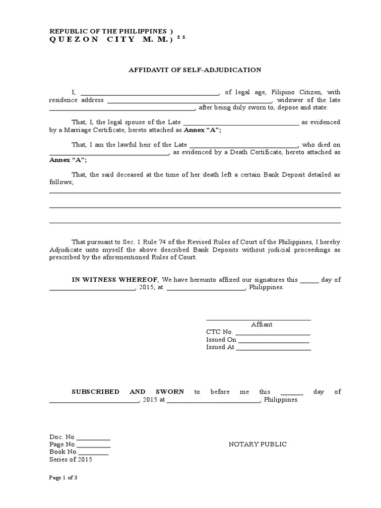 Affidavit of Self Adjudication | PDF