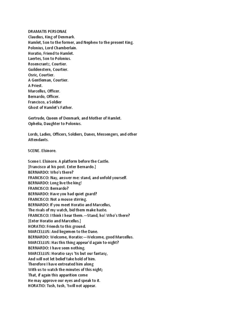 Dramatis Personae | PDF | Hamlet | Plays Based On European Myths And ...