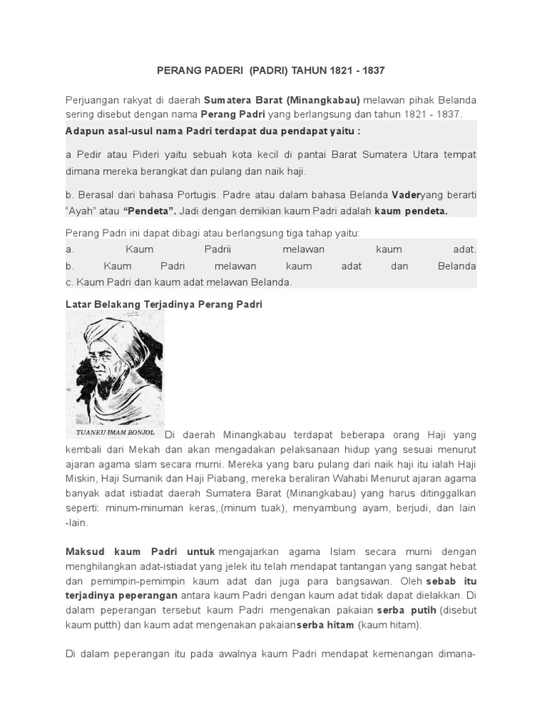 Perang Paderi | PDF