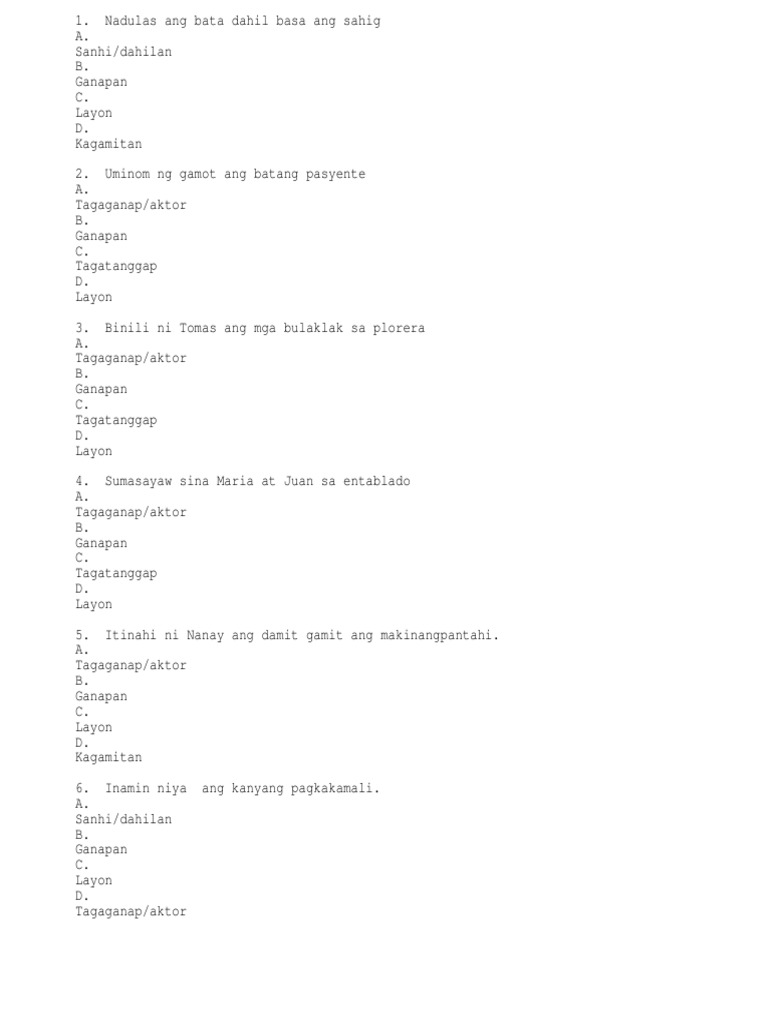 Pokus NG Pandiwa - Pagsusulit | PDF