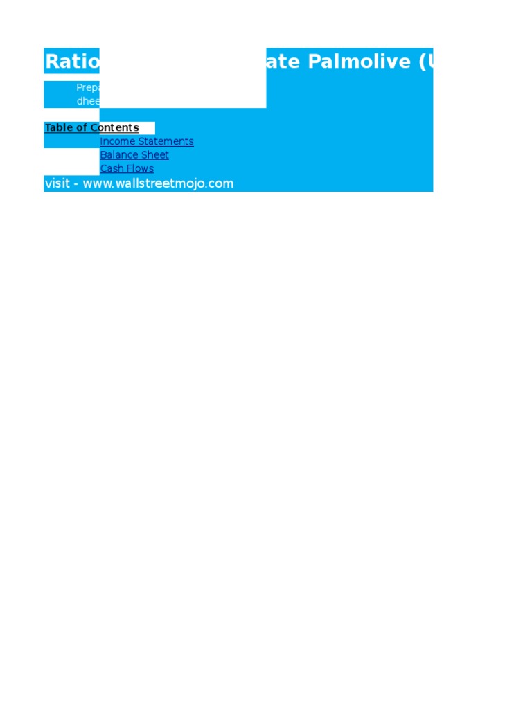 Ratio Analysis of Colgate-Palmolive Company Financial Statements (2007 ...