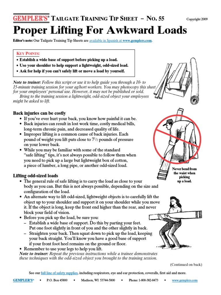 Proper Lifting For Awkward Loads | PDF | Sports | Nature