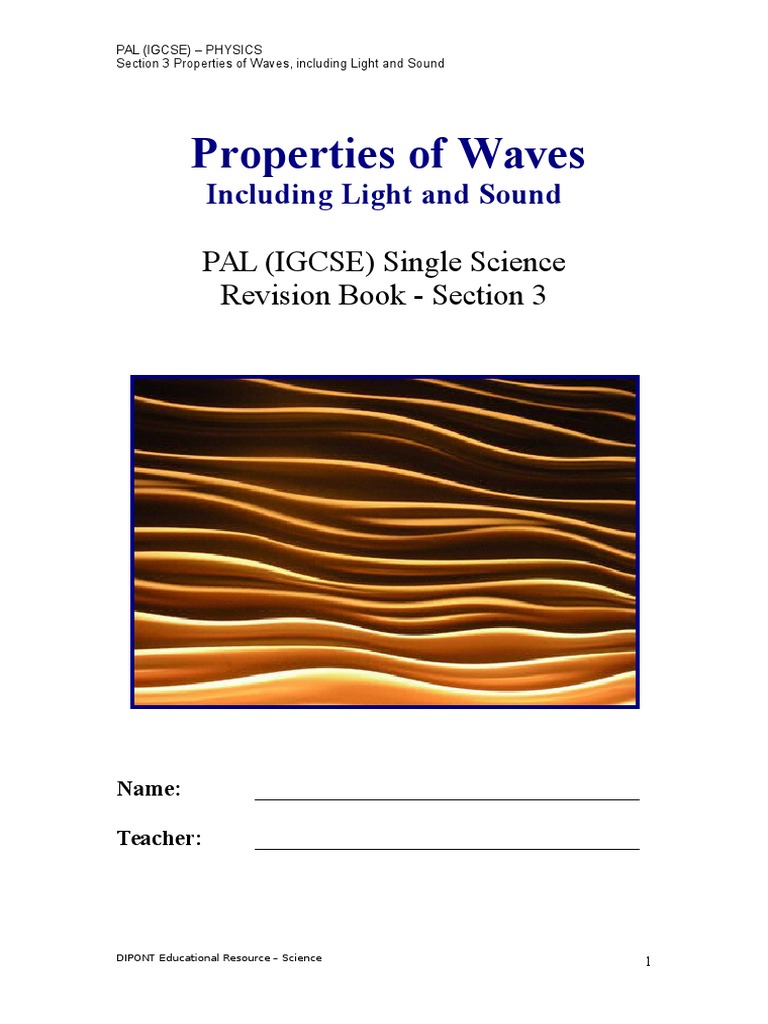 IGCSE Physics Section 3 Revision on Properties of Waves | PDF | Waves ...