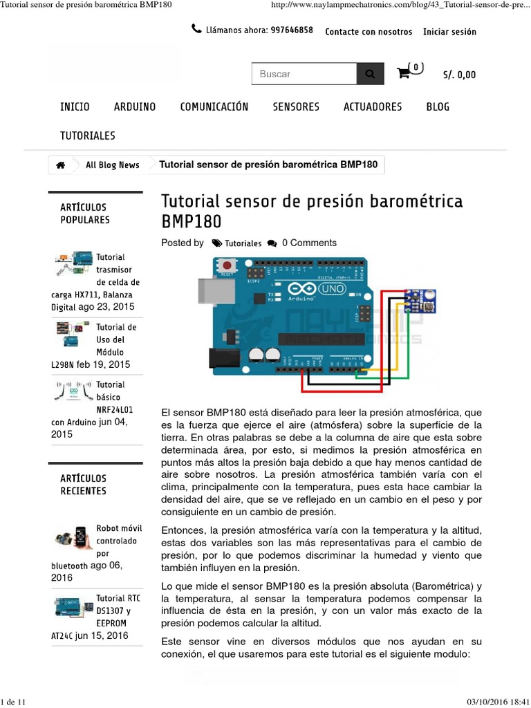 Tutorial sensor de presión barométrica BMP180: Posted by 0 Comments