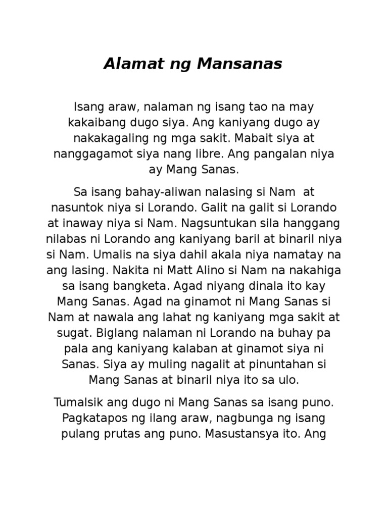 Alamat NG Mansanas | PDF