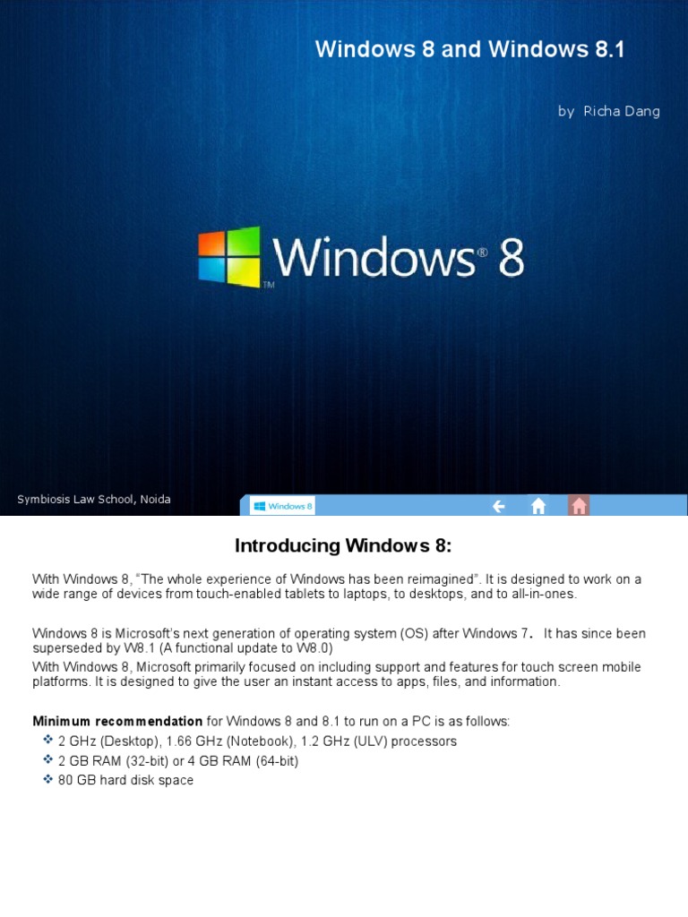 Key Features of Windows 8 and 8.1 | PDF | Windows 8.1 | Windows 8