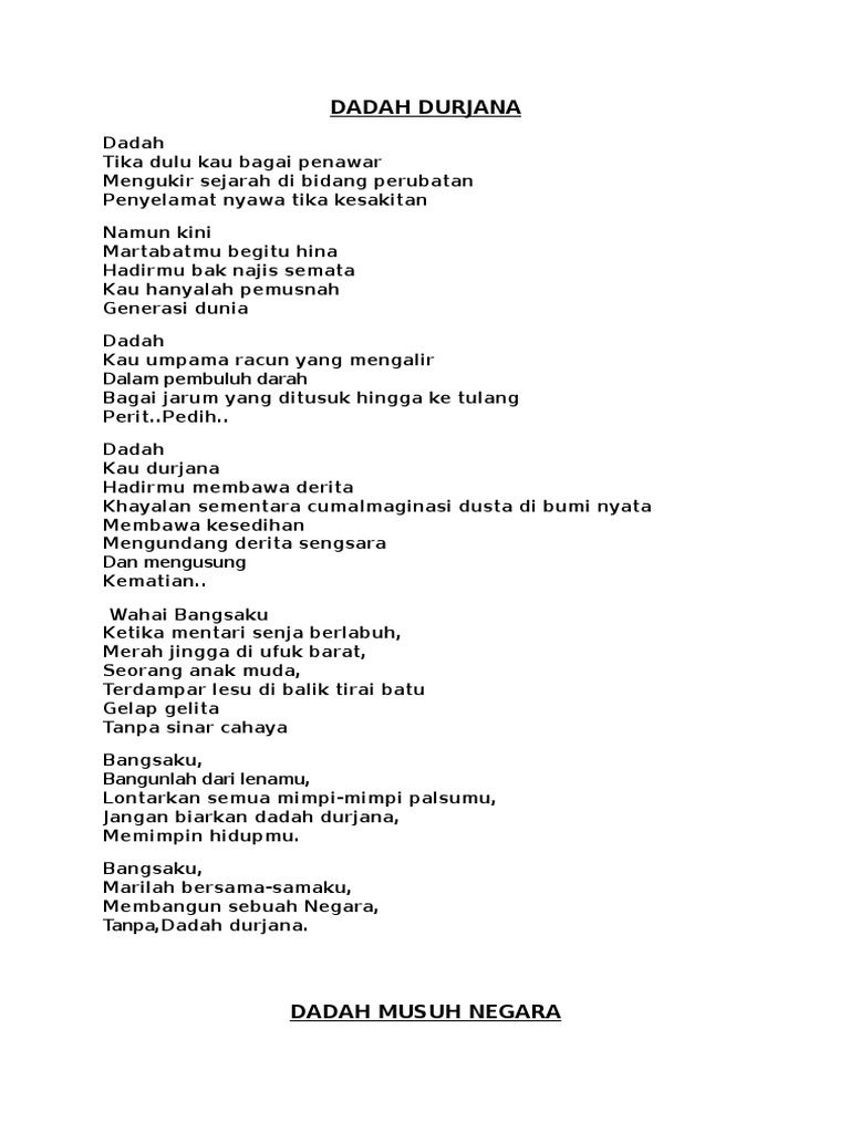 Sajak Minggu Anti Dadah | PDF