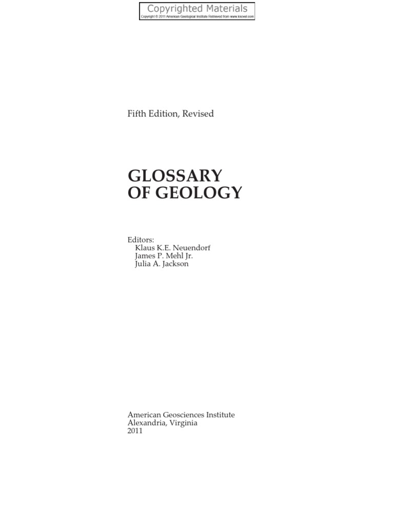 Glossary of Geology: Fifth Edition, Revised | PDF | Bracket | Geology