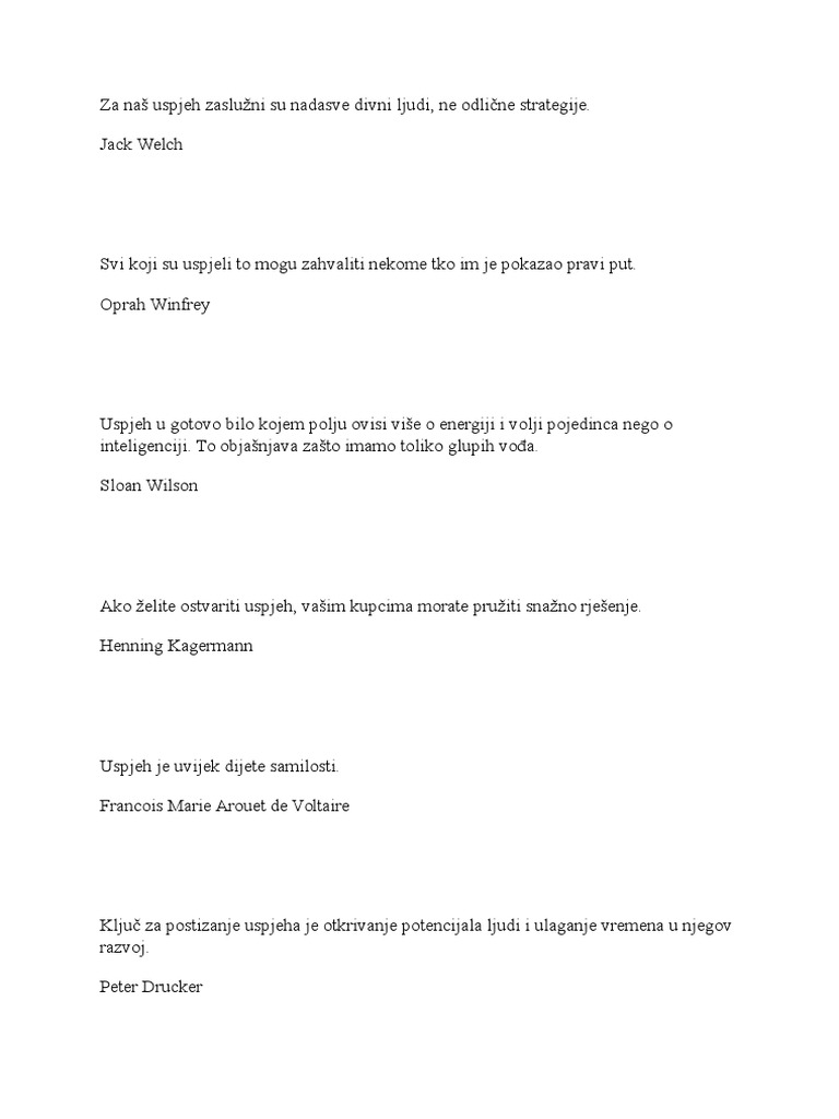 Mudre Izreke I Citati Poznatih o Uspjehu I Neuspjehu | PDF