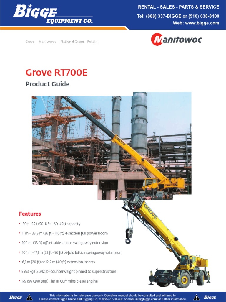 Grove RT700E: Product Guide | PDF | Crane (Machine) | Steering