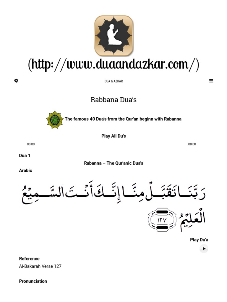 Rabbana Dua's - Dua & Azkar PDF | PDF | Quran | Islam