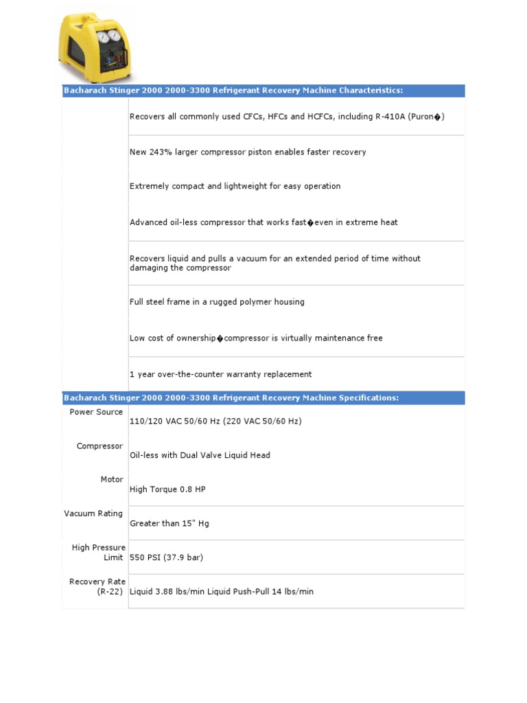 Bacharach Stinger 2000 2000 | PDF | Chlorofluorocarbon | Heating ...
