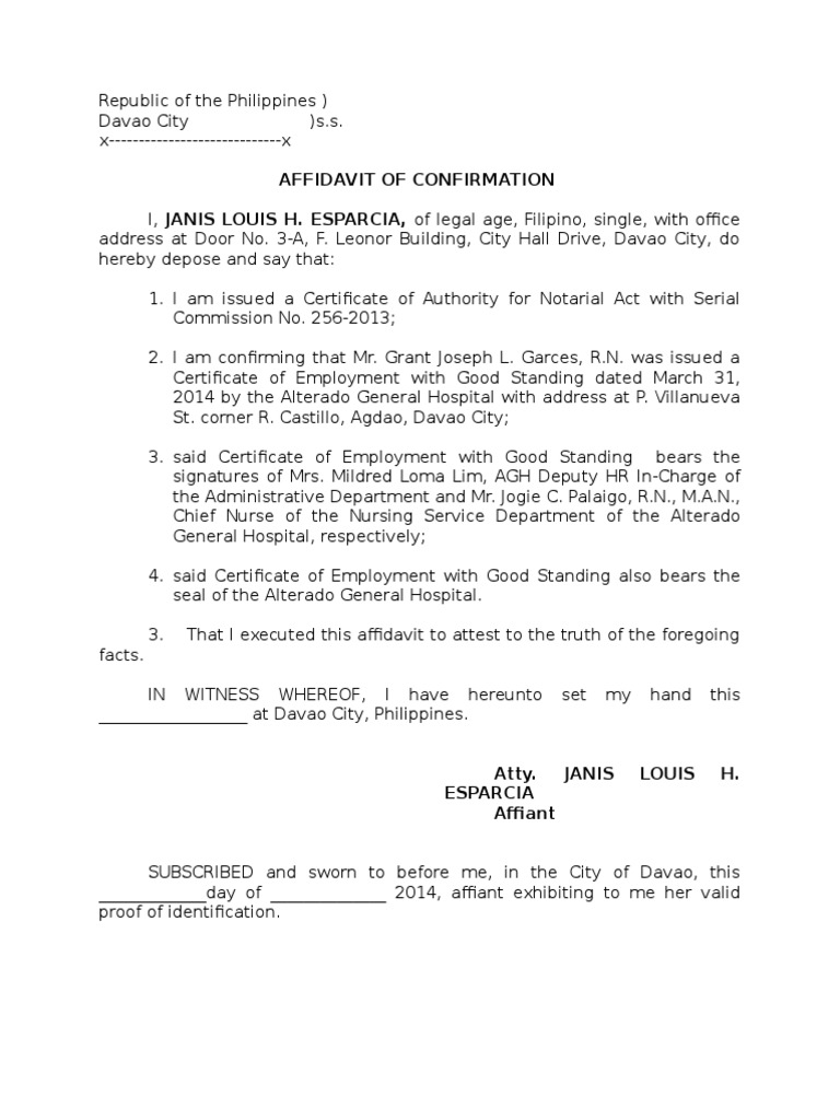 Affidavit Confirmation for Employment | PDF | Social Science